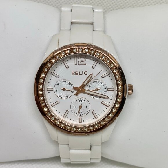 Relic | Accessories | Relic Women White Rose Gold Tone Wrist Watch 37mm ...